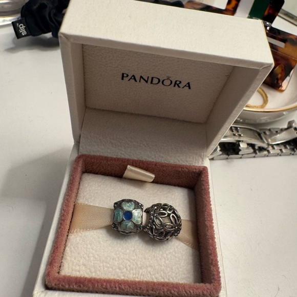 Pandora | Jewelry | Pandora Silver And Green Charm Set | Poshmark